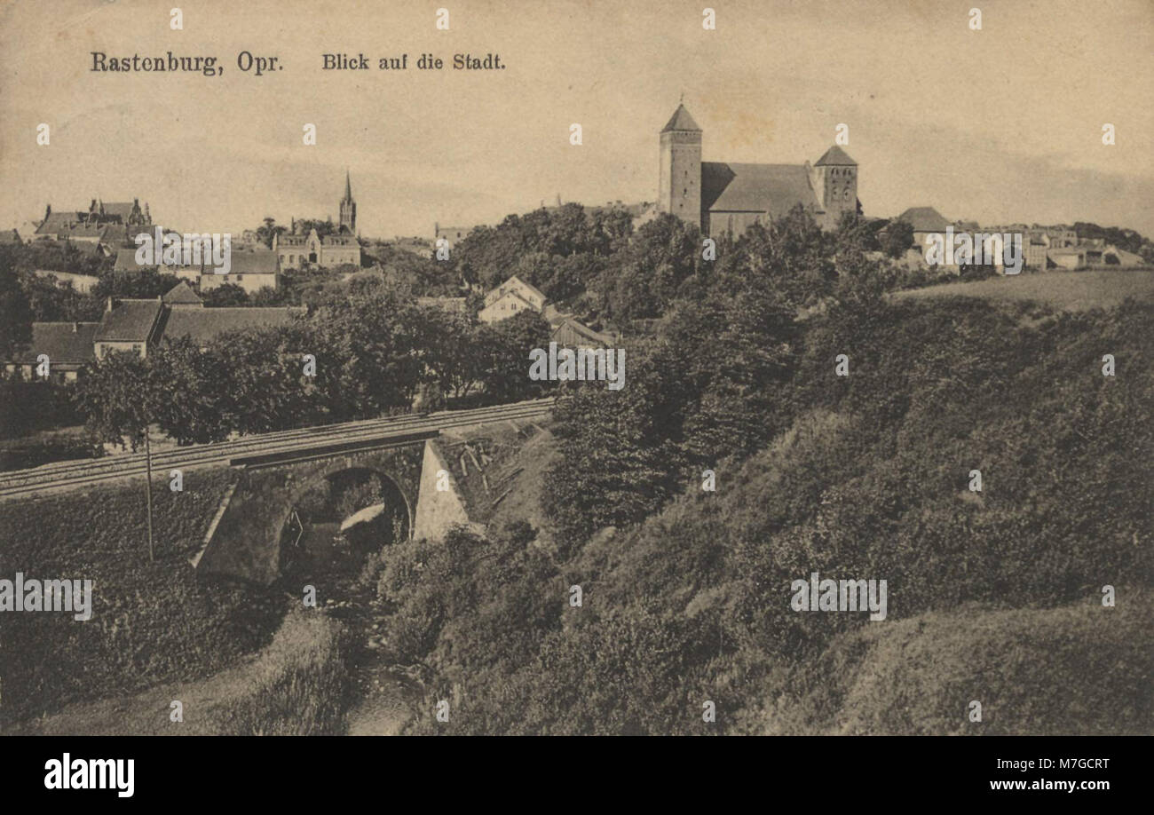 A postcard view of Rastenburg, East Prussia, offering a scenic view of ...