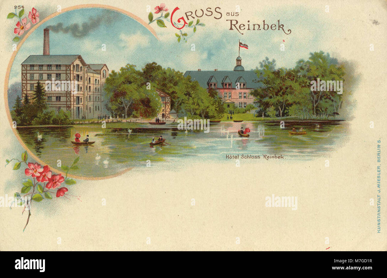 A vintage postcard image of the Hotel Schloss Reinbek in Reinbek ...