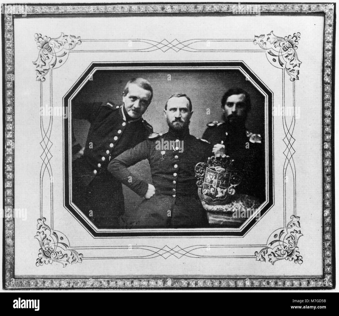 This photograph by Gregor Renard shows three Holstein officers ...