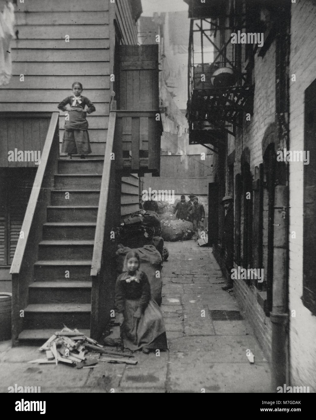 A historical image captured by Jacob A. Riis showing Baxter Street ...