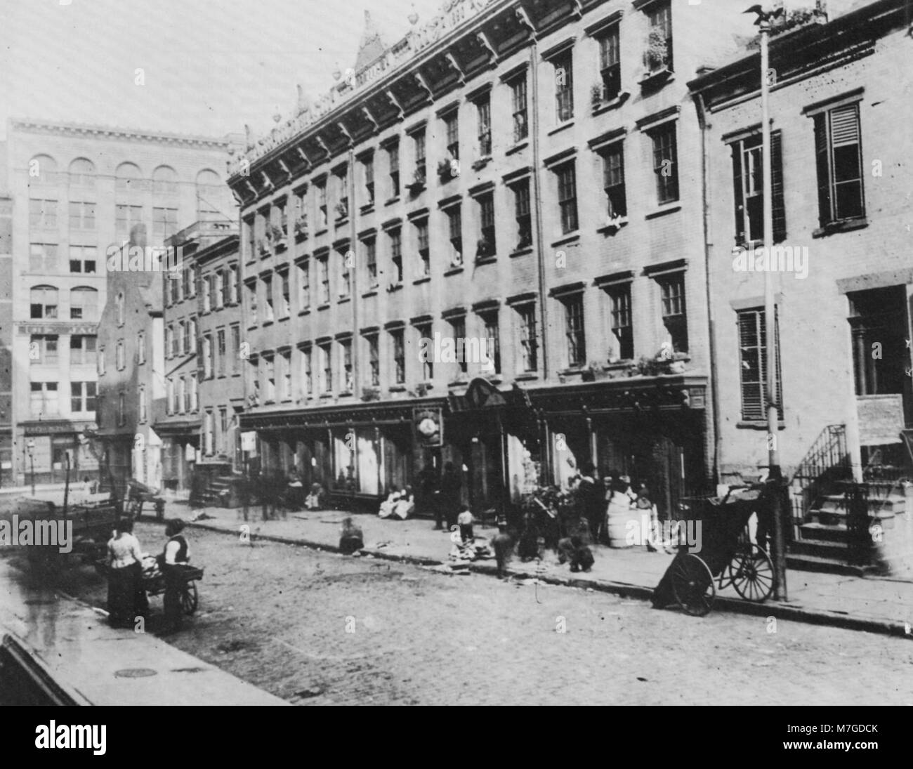 A photograph by Jacob A. Riis, titled 'Die Barracken,' showing the ...