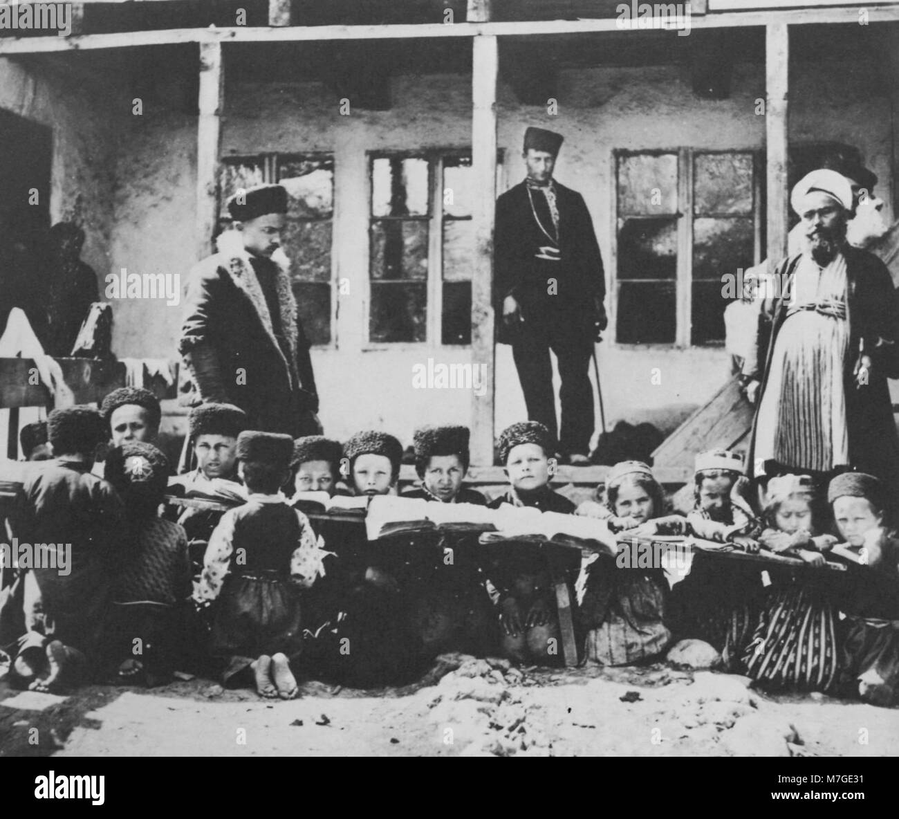 A photograph by a Russian photographer showing a Tatar school in a ...