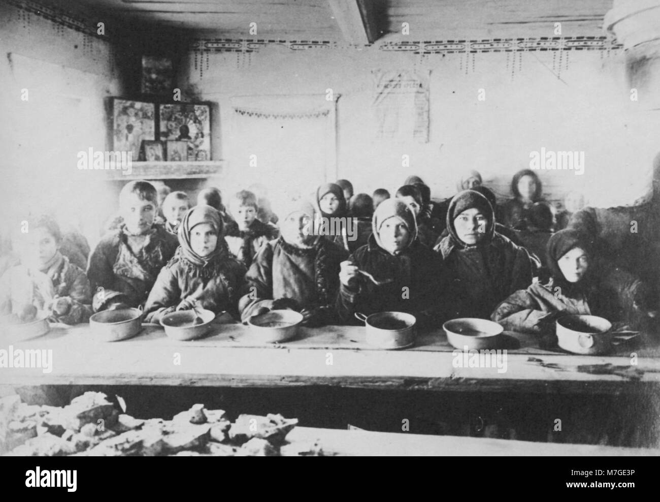 A Russian photograph from World War I showing food distribution by the ...