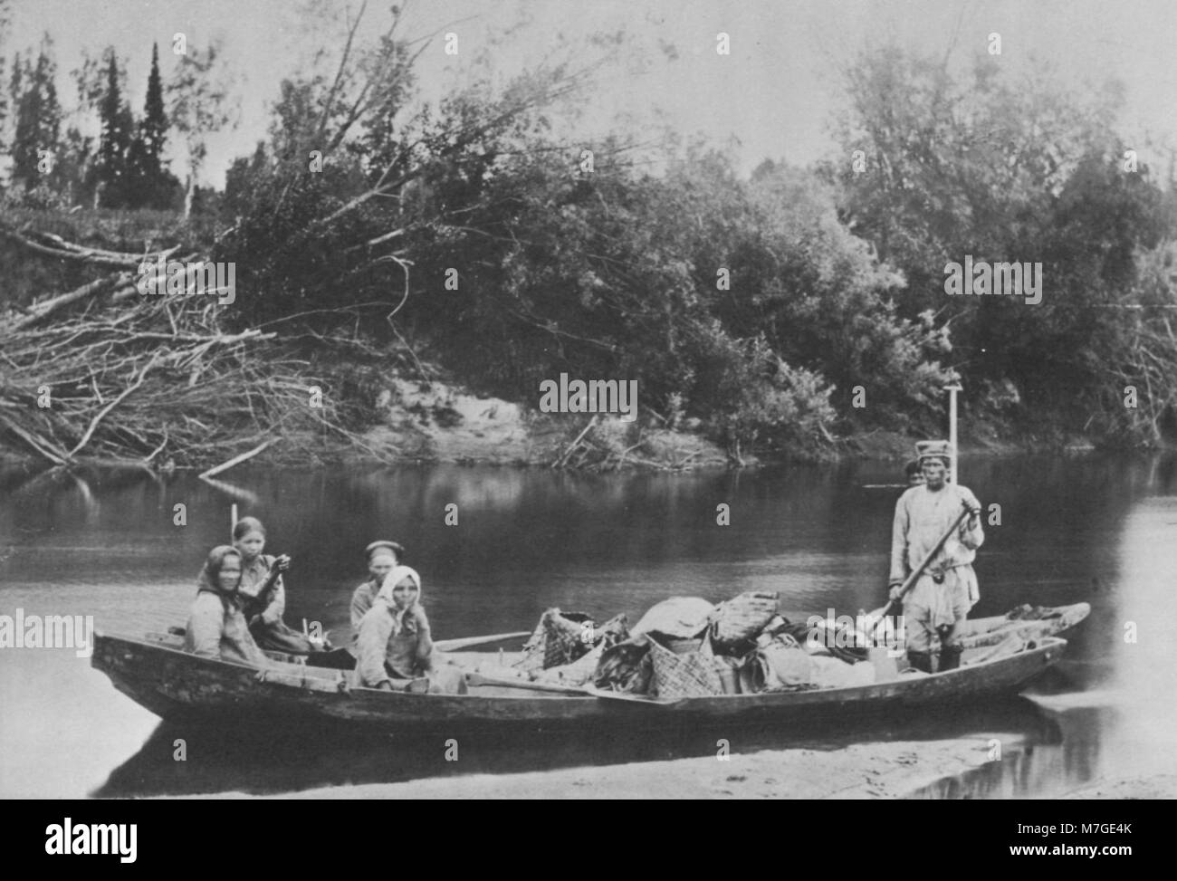 A Russian photograph showing traders on the Amur River near the Chingan ...