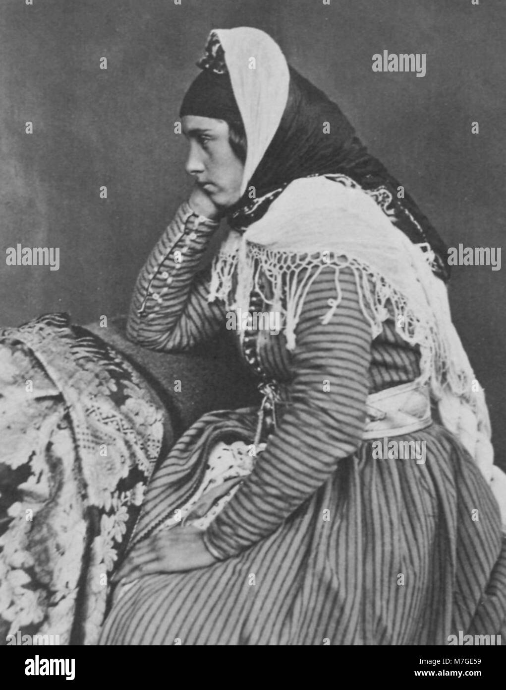 Woman russia traditional costume Black and White Stock Photos & Images ...