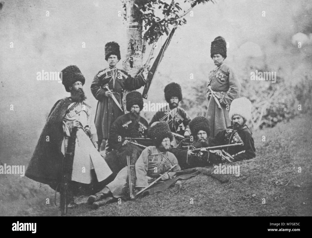 This image depicts Russian Cossacks of the Russian Army in the Caucasus ...