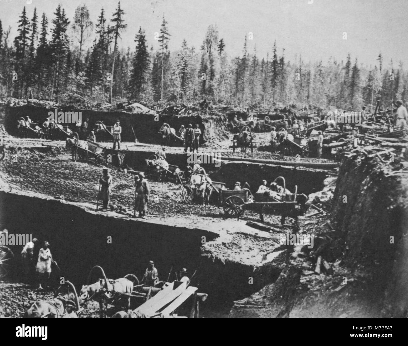 A Russian photograph from around 1867, depicting gold mines in the Ural ...