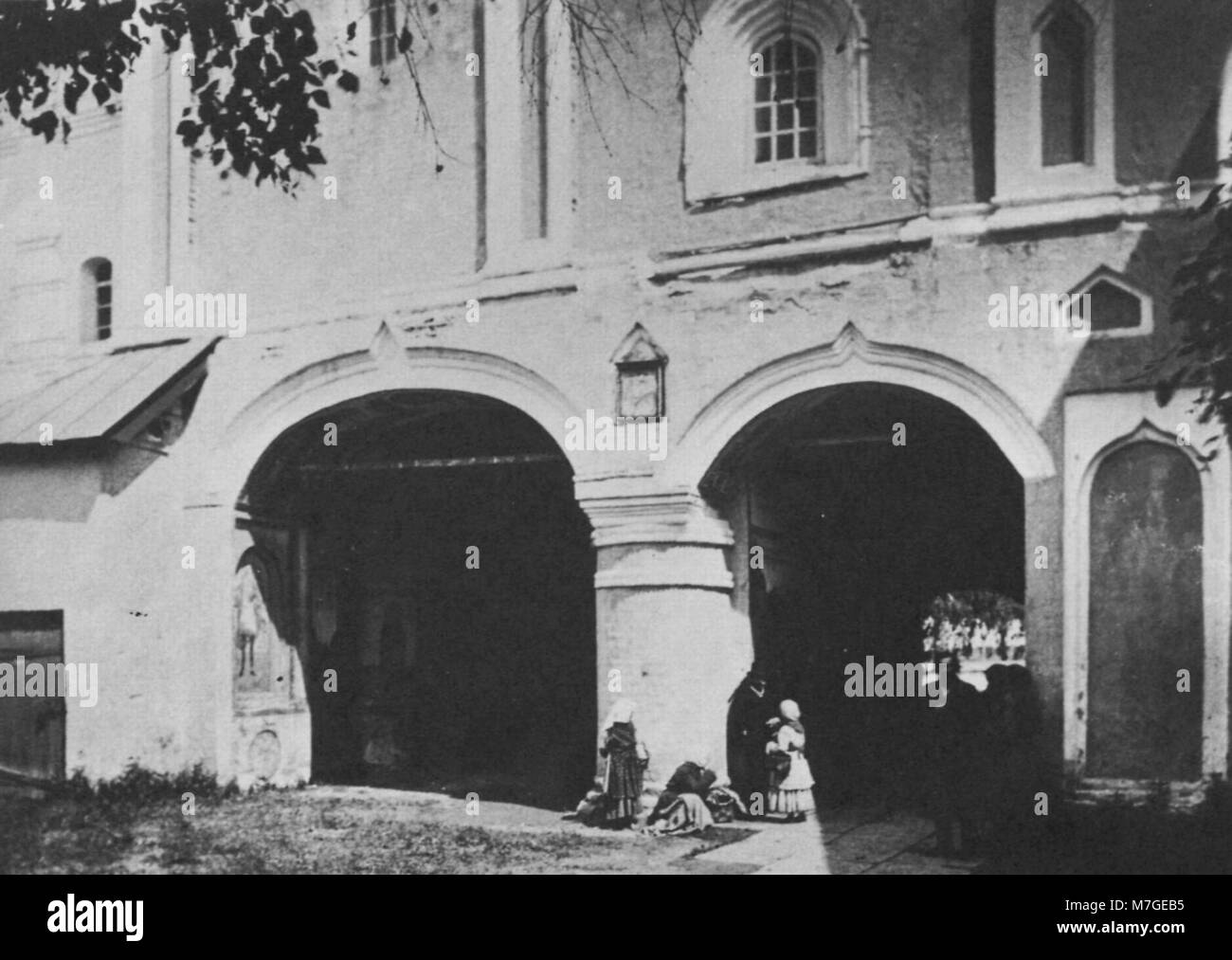 This 1885 Russian photograph shows the courtyard gate of a monastery ...