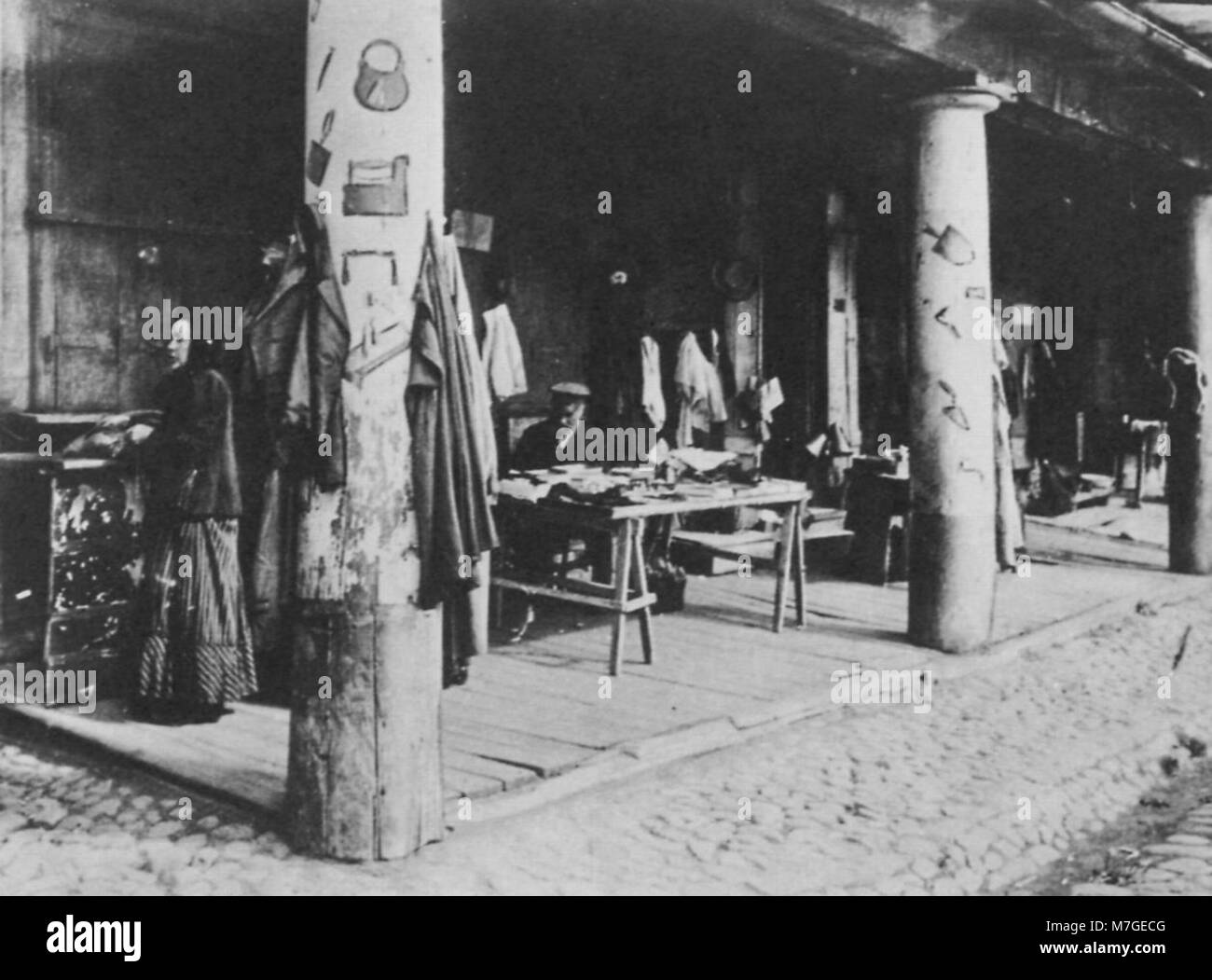 A 1890 photograph depicting a street scene in Nizhny Novgorod, Russia ...
