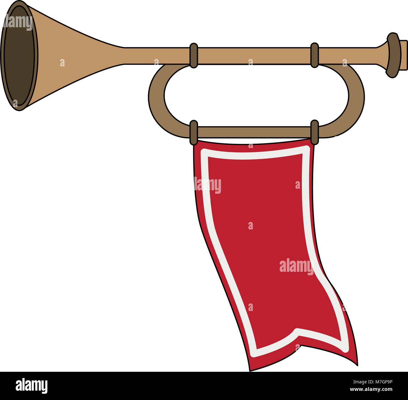 Medieval trumpet with flags symbol vector illustration graphic design ...