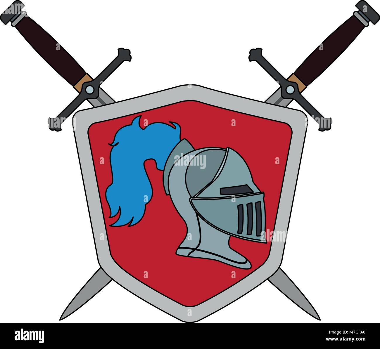 Medieval emblem with shield vector illustration graphic design Stock ...