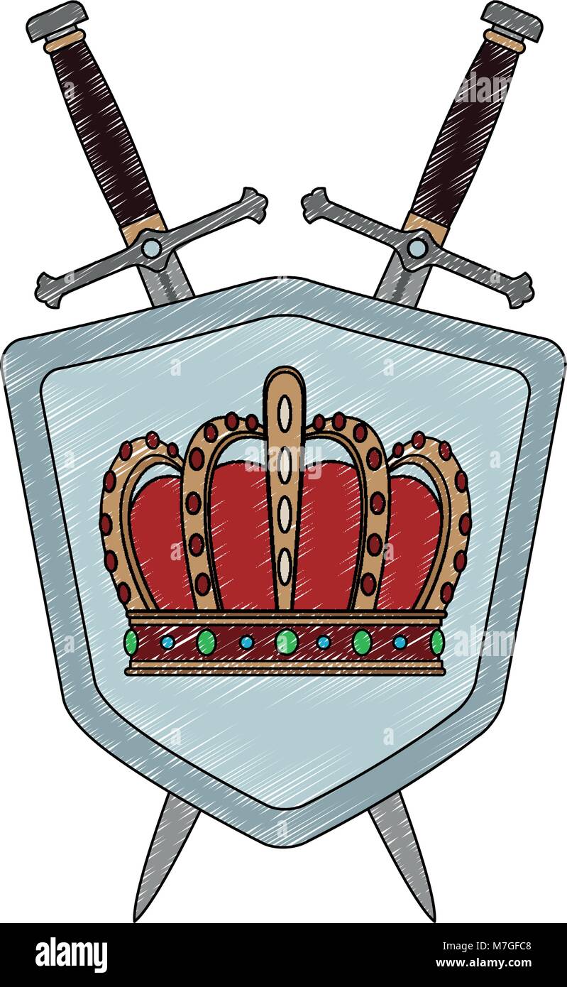 Medieval emblem with shield vector illustration graphic design Stock ...