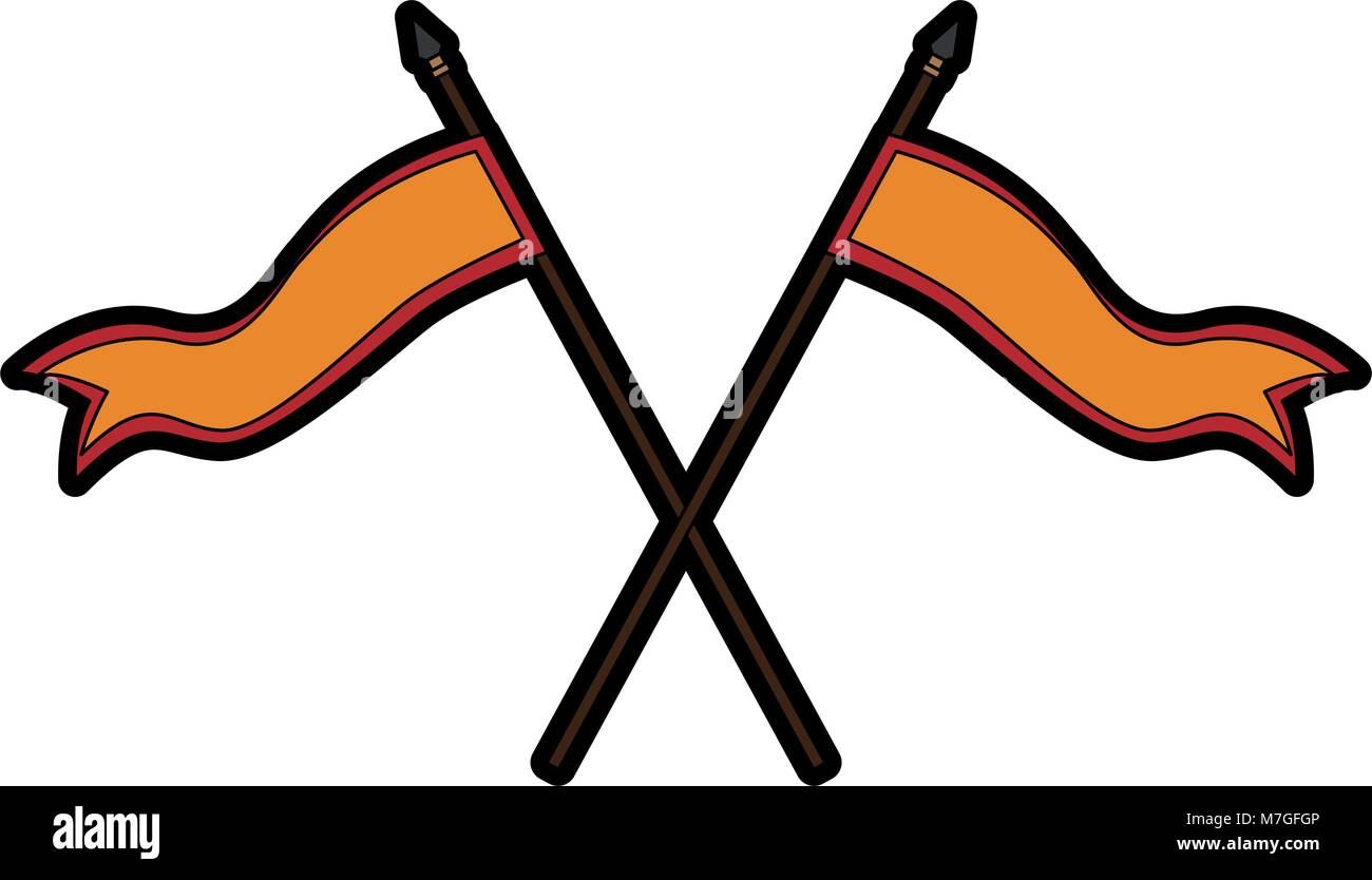 Medieval flags crossed vector illustration graphic design Stock Vector ...