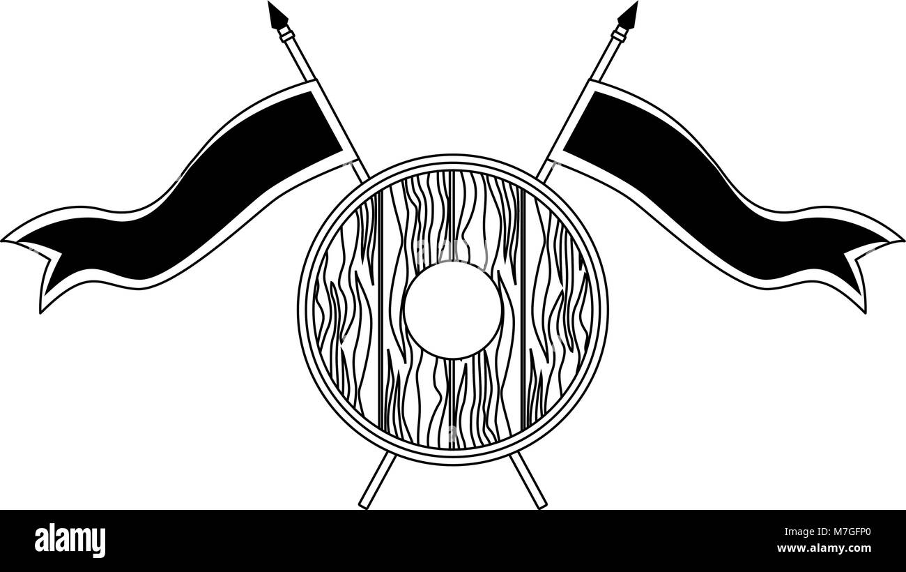 Medieval emblem with shield vector illustration graphic design Stock ...