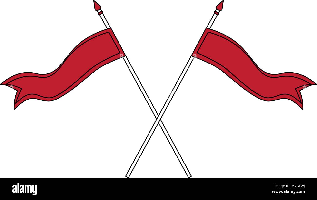 Medieval flags crossed vector illustration graphic design Stock Vector ...
