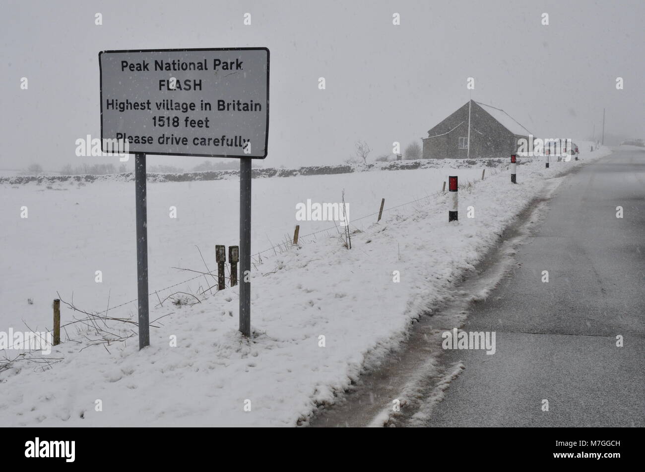 Village sign at Flash, Staffordshire, the highest village in the UK ...
