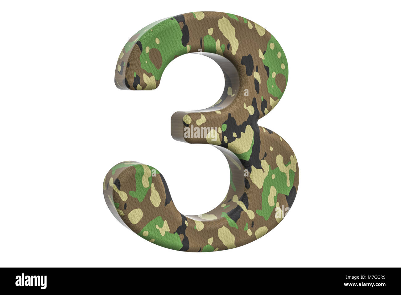 Camouflage army number 3, 3D rendering isolated on white background ...