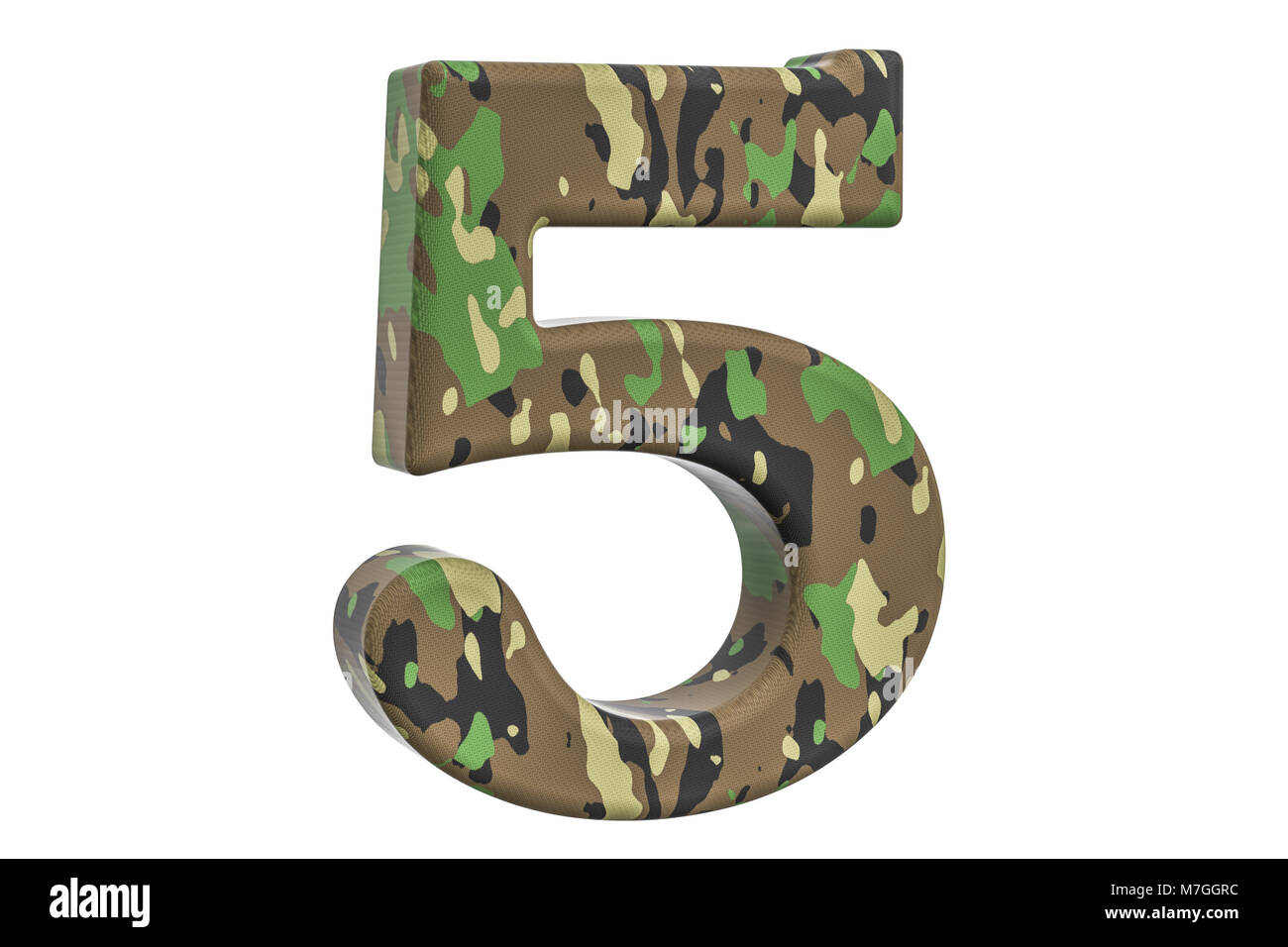 Camouflage army number 5, 3D rendering isolated on white background ...