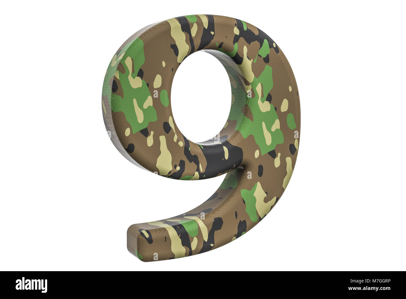 Camouflage army number 9, 3D rendering isolated on white background ...