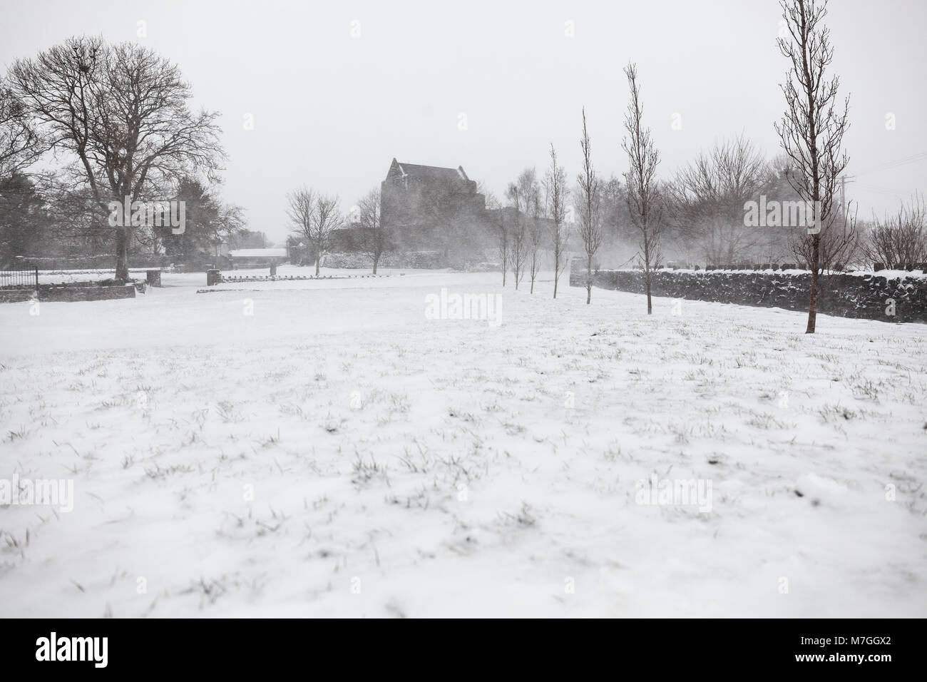 Heavy snowfall at Athenry Castle. Galway, Ireland Stock Photo - Alamy
