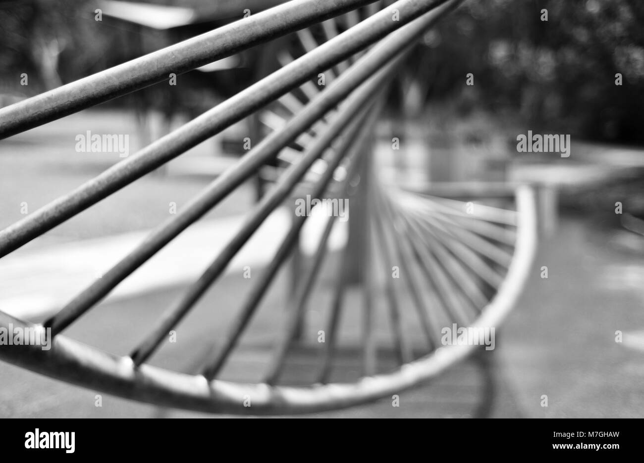Childrens playground area with abstract turning rotating monkey bars ...
