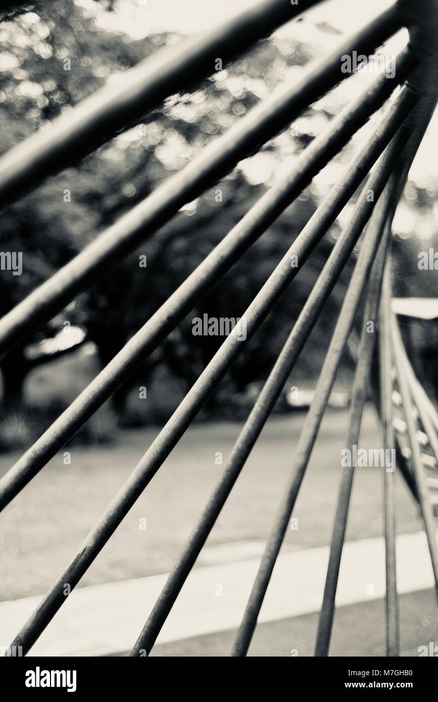 Childrens playground area with abstract turning rotating monkey bars ...