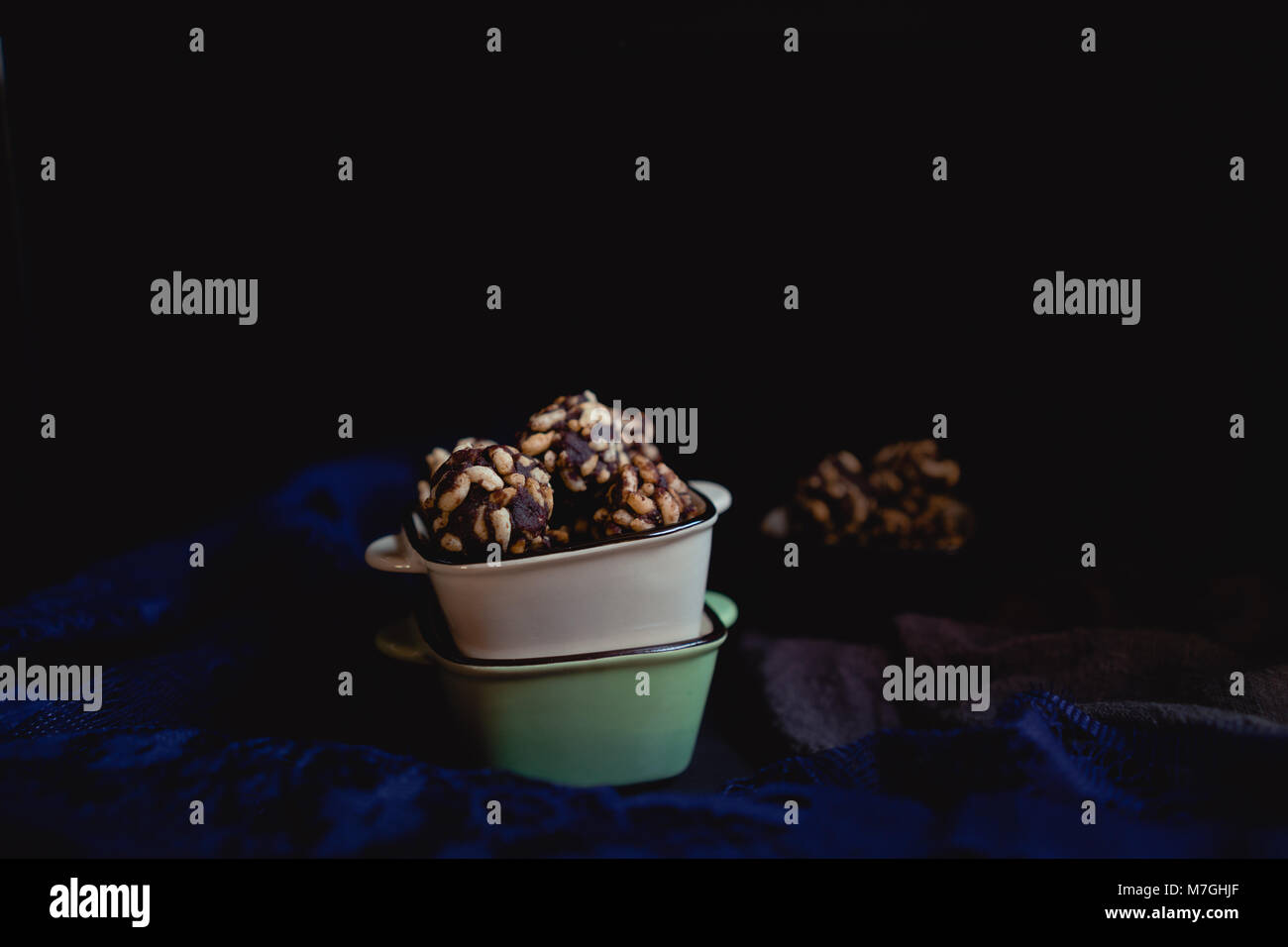 Chocolate Rice Puff Balls / Cookies in a Dark Background Stock Photo ...