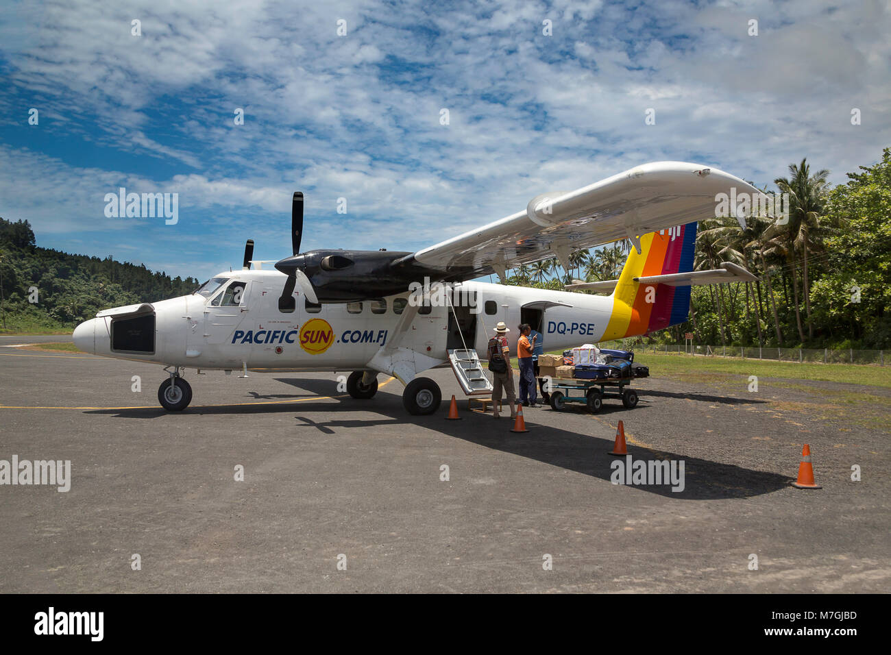 One of Fiji's domestic airlines, Pacific Sun, at the airport on the ...