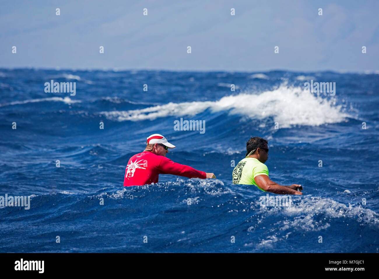 The two man paddle team of Adam Quinn and Bear Keahi (both MR) in the ...