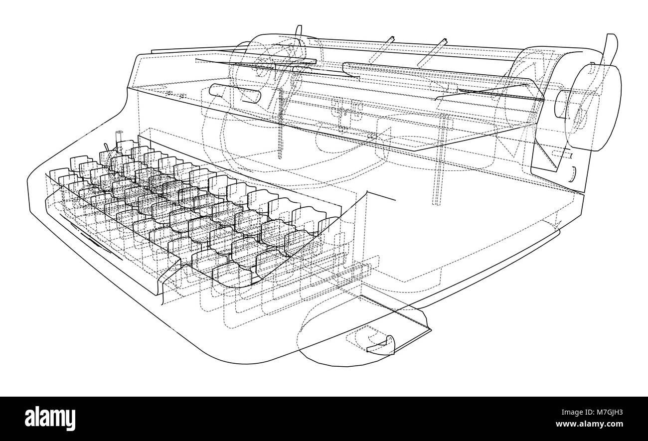 Typewriter drawing Cut Out Stock Images & Pictures - Alamy
