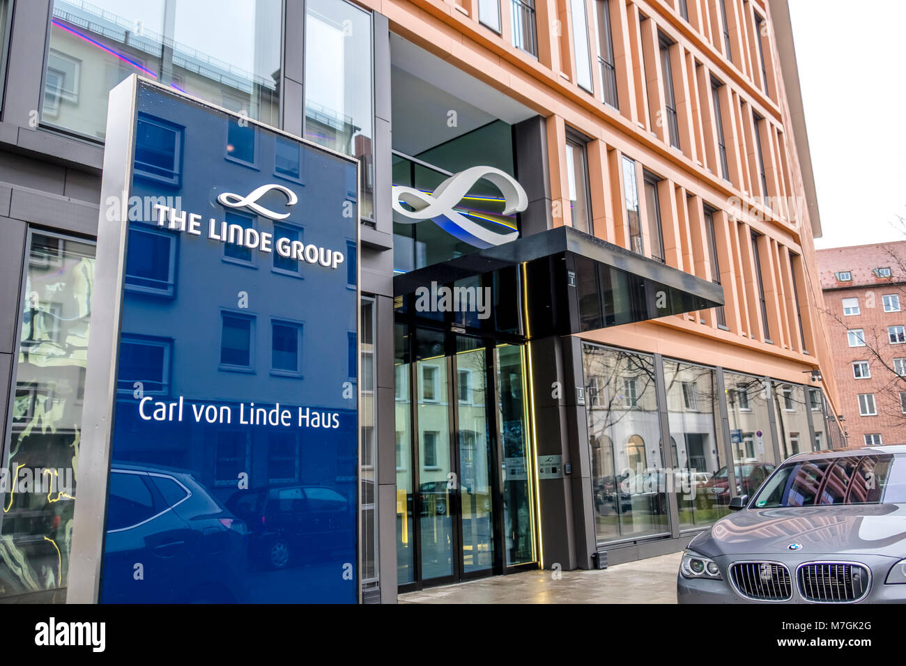 MUNICH / GERMANY - FEBRUARY 16 2018 : The Linde Group is a world ...