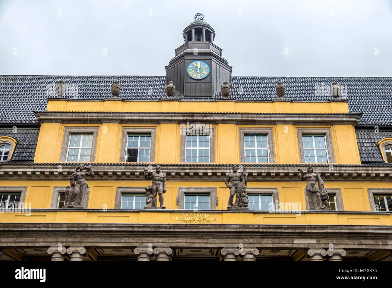 MUNICH/ GERMANY - FEBRUARY 17 2018 : The headquarters of the Munich Re ...