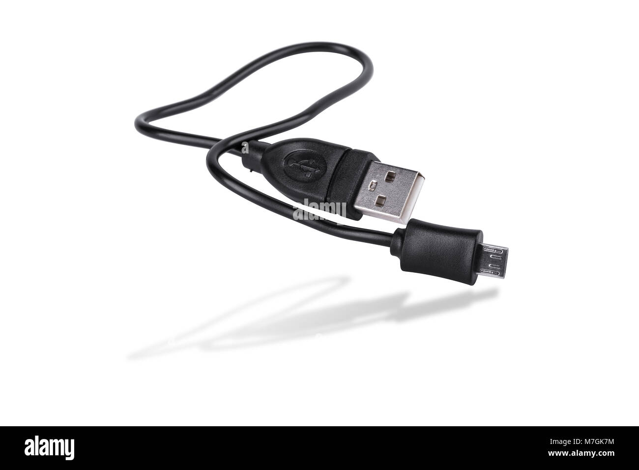 Black USB Cable isolated at white background with shadow Stock Photo ...