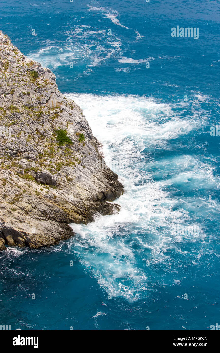 View of the Kastro Beach from the old Kastro town (castle), on Skiathos ...