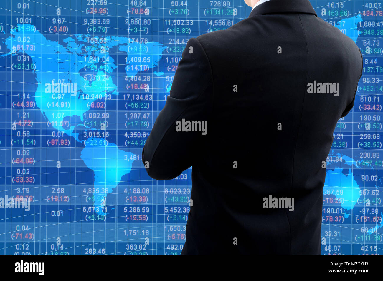 Back side of businessman in dark gray suit standing and crossing one's ...