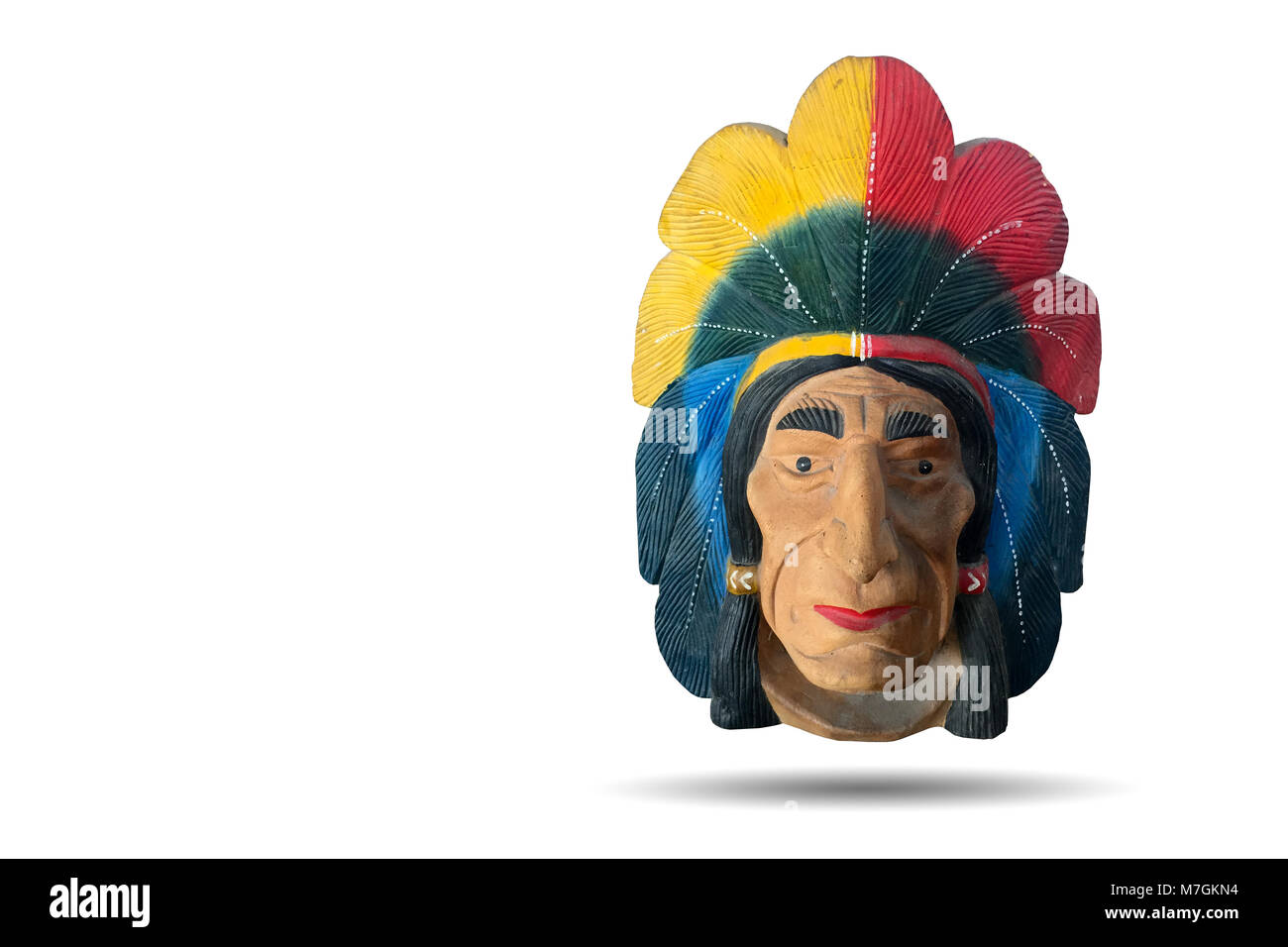 Plaster sculpture of red indian, native american people. Showing the ...