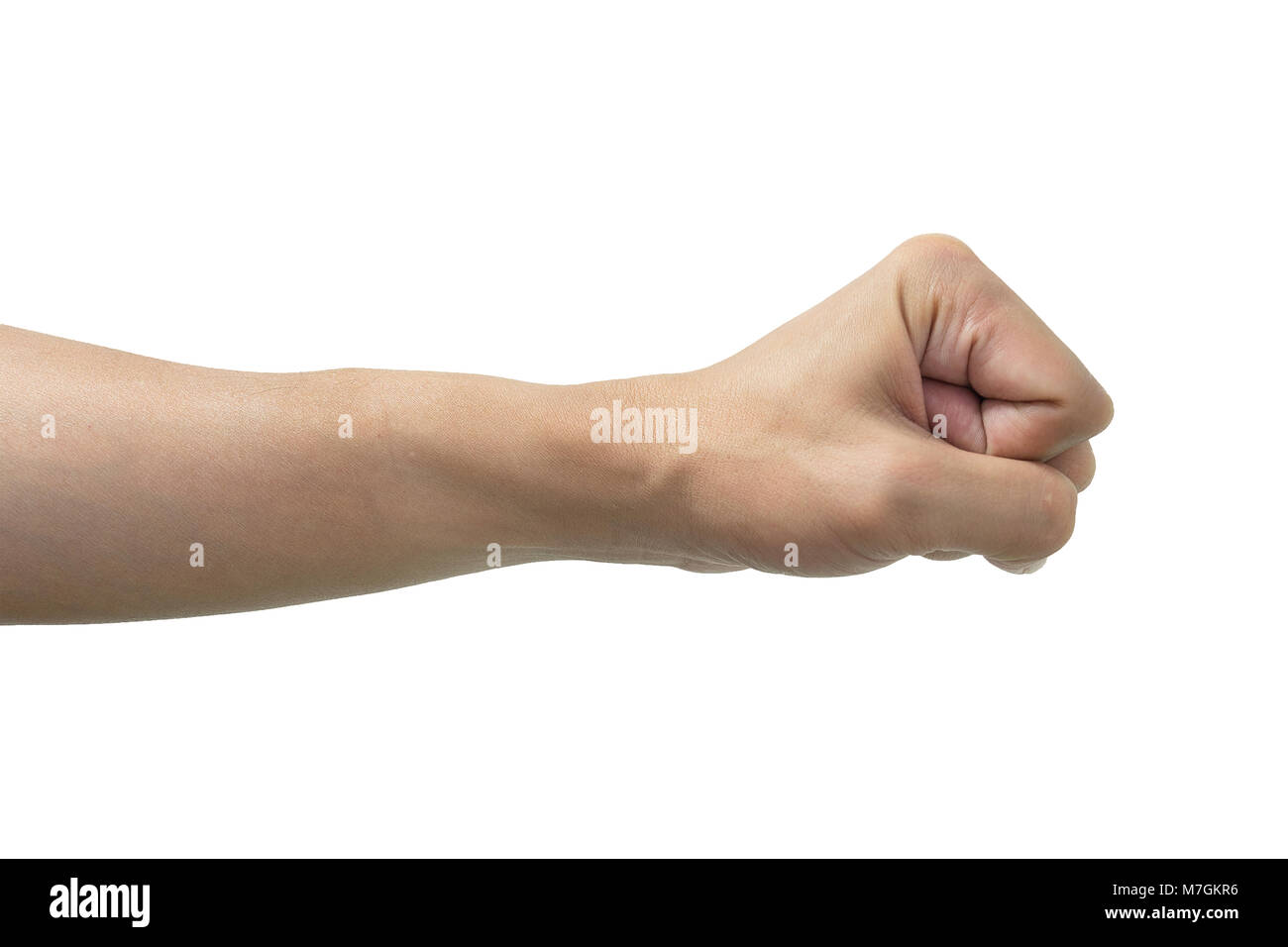 Isolated fist hand on white background. Representing confident, brave ...