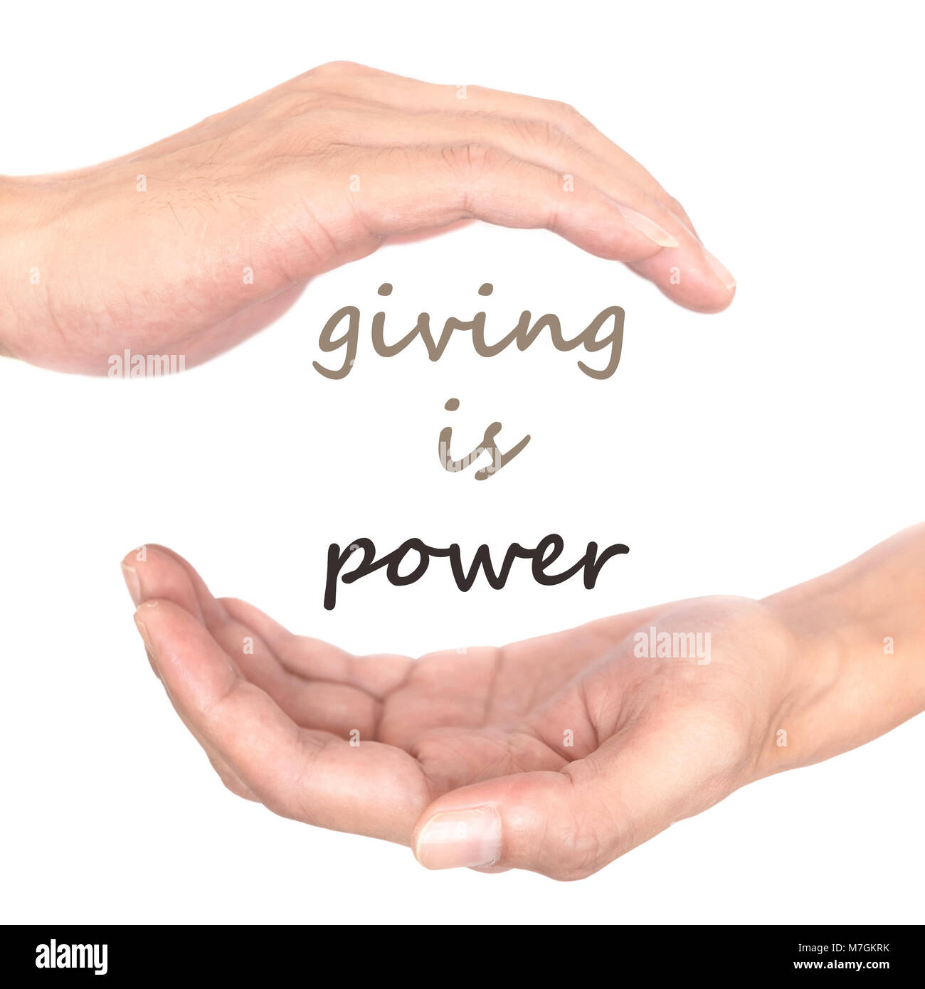 Hands concept for giving is power. Representing the power of giving ...