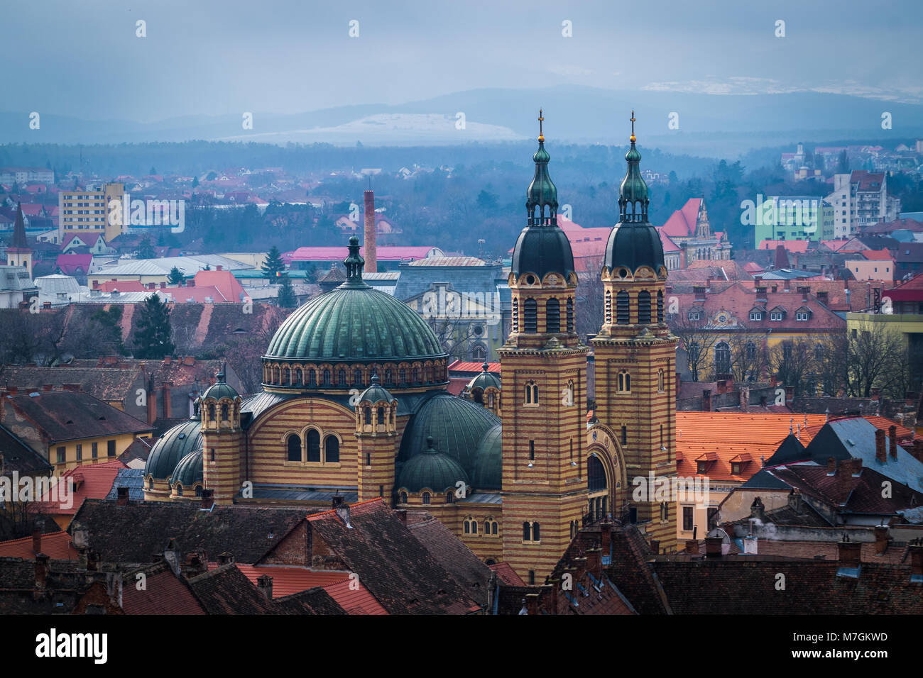 Sibiu Holy Trinity Cathedral viewed from the Evangelical Church Stock ...