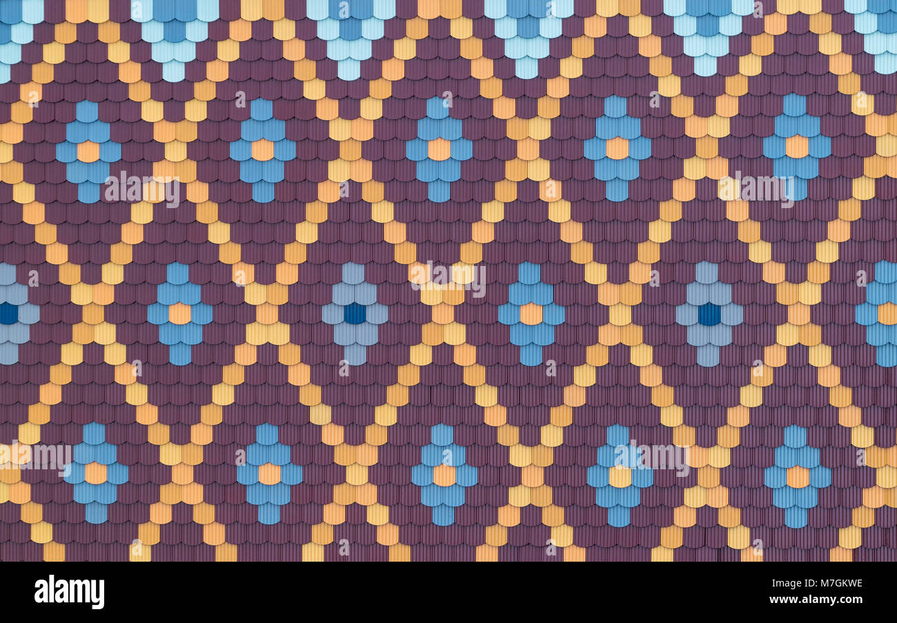 Sibiu Evangelical Church roof tiles pattern detail Stock Photo - Alamy
