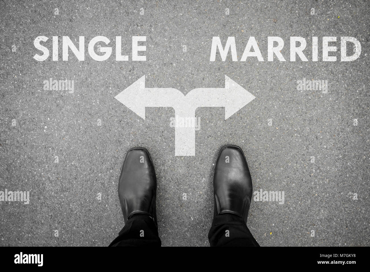 Businessman In Black Shoes Standing At The Crossroad Making Decision