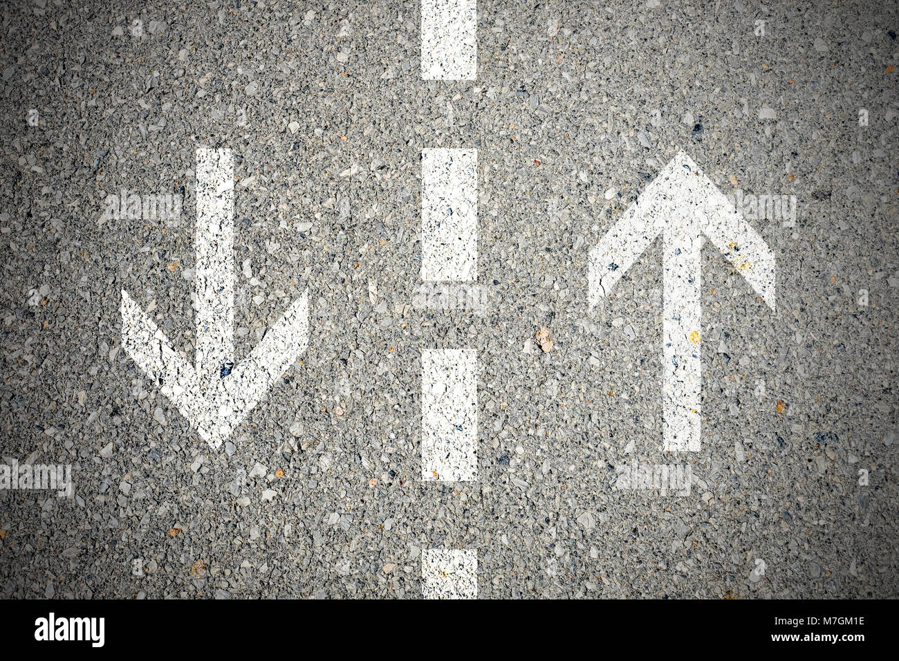 Two ways drive street. North and south direction on the asphalt ...