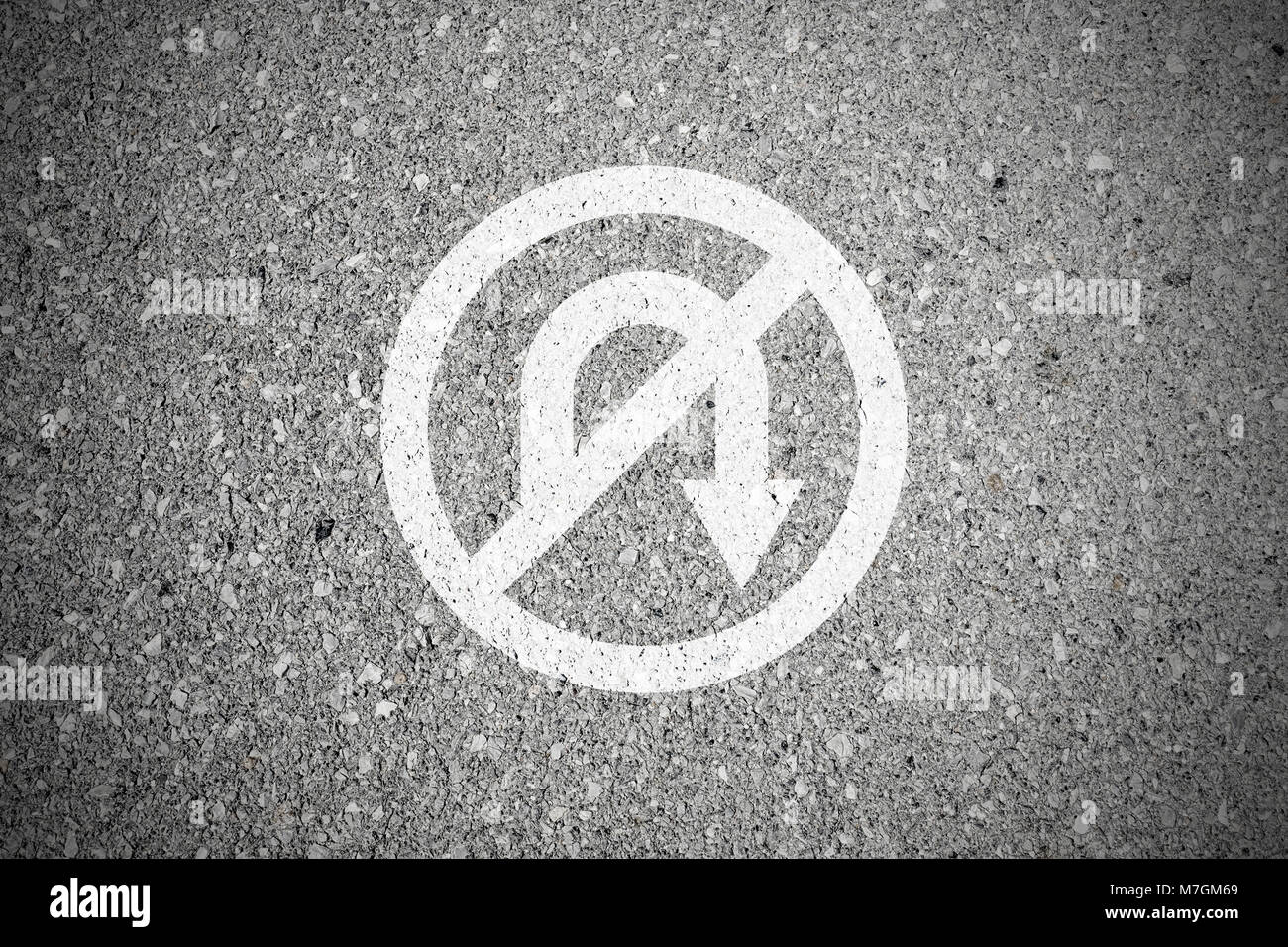 No return sign on asphalt concrete road. Traffice sign. Representing ...