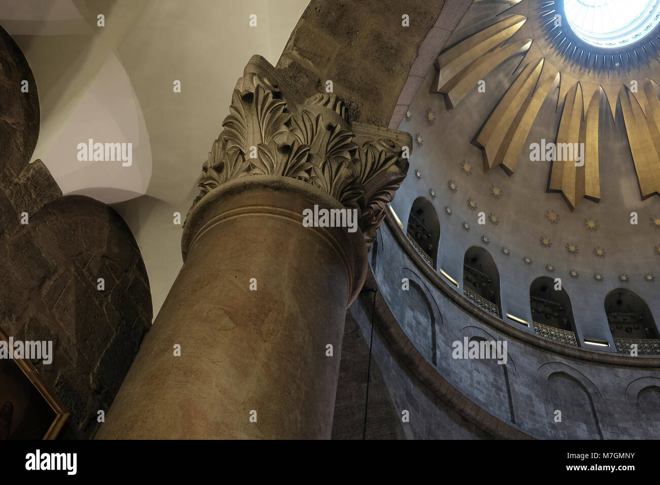Byzantine column with elaborately carved capital of the Rotunda, known ...