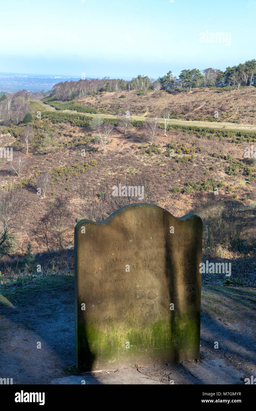 Sailor's Stone and the Devil's Punchbowl with the route of the old A3 ...