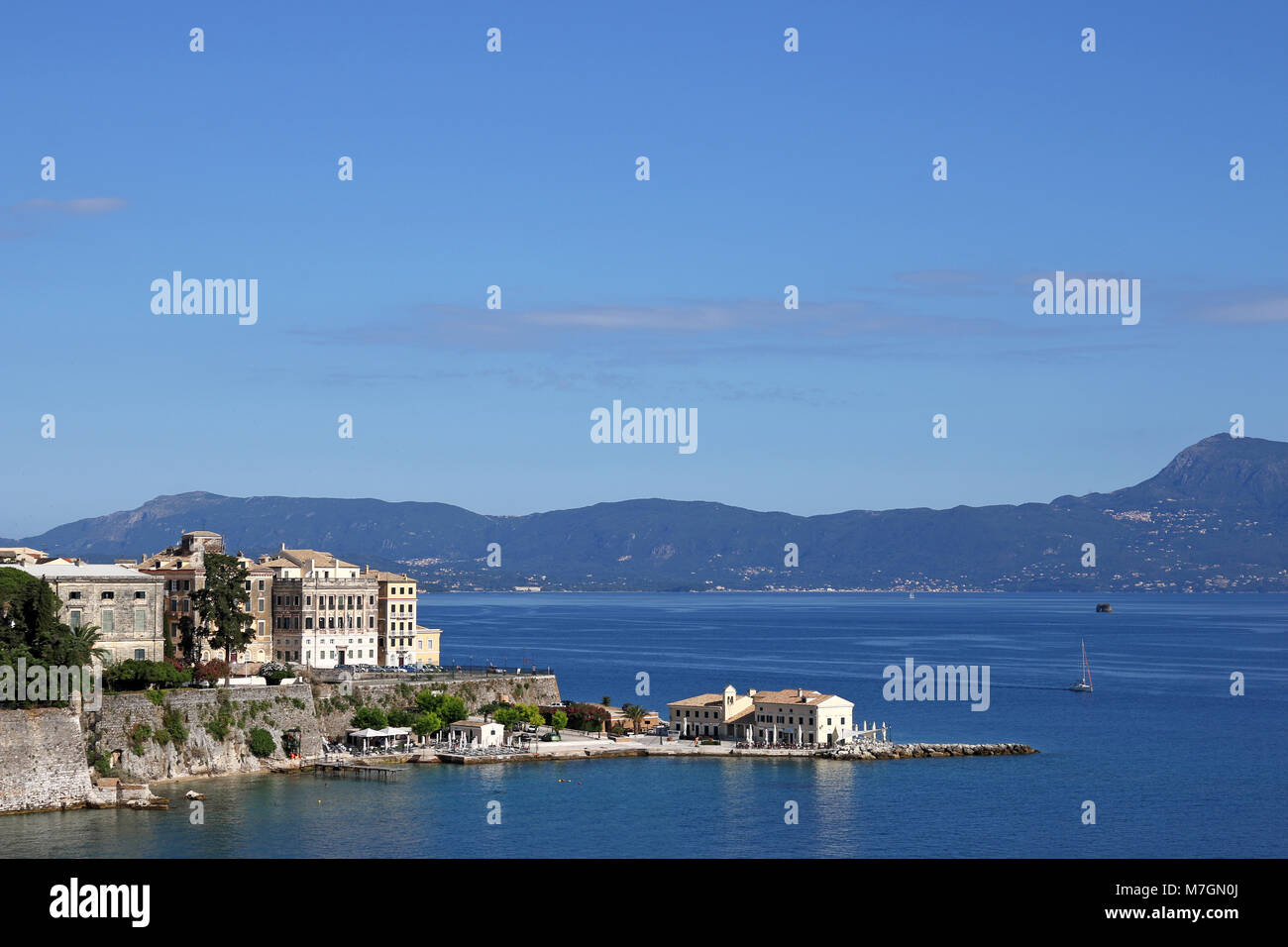Corfu town and blue sea cityscape summer season Greece Stock Photo - Alamy