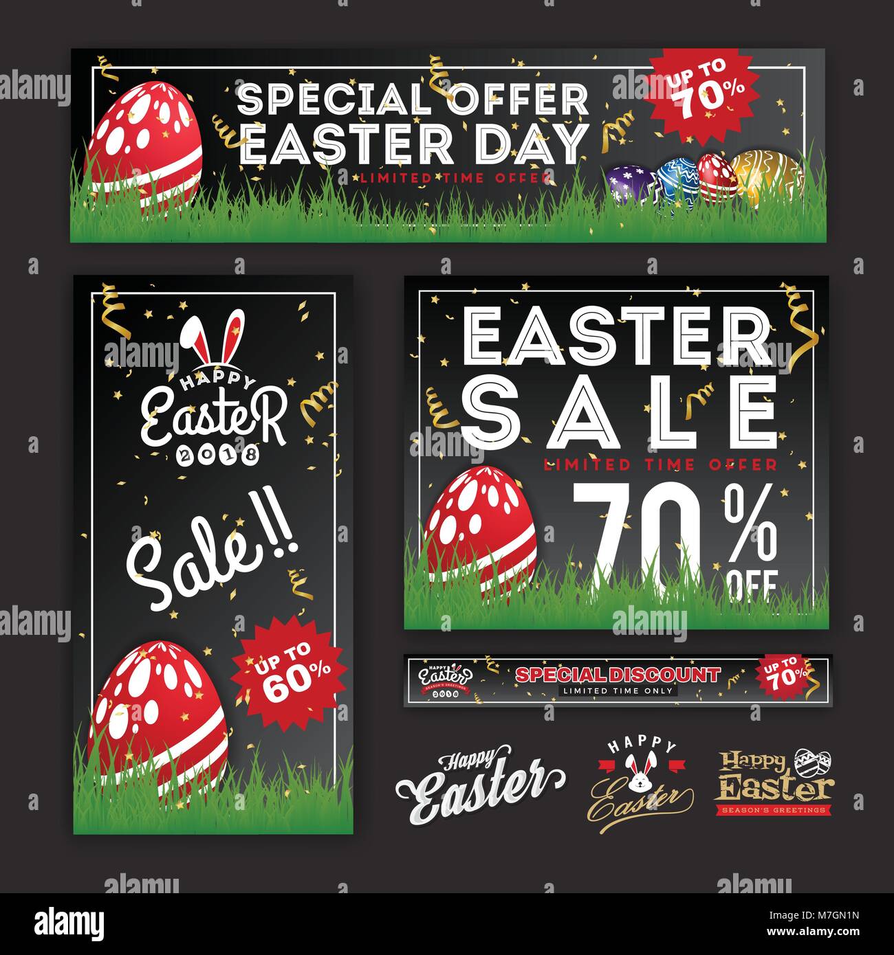 Easter Sale Promotion Banner Collection. Vector illustration Stock ...