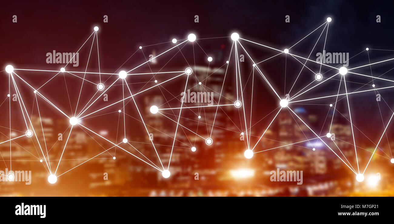 Background conceptual image with social connection lines on dark ...