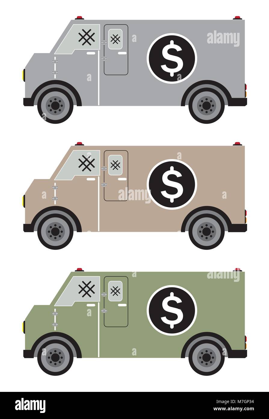 Money delivery Van or Armored Van Vector and Illustration Stock Vector ...