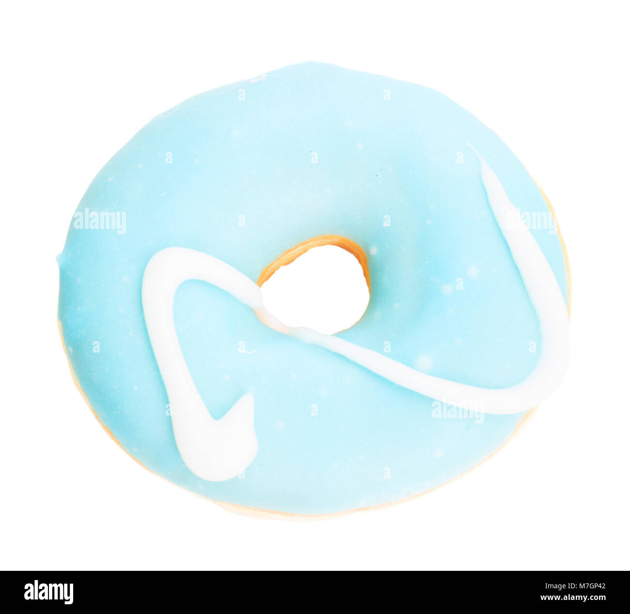 One sweet blue doughnut isolated on white background Stock Photo - Alamy